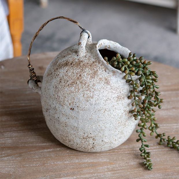 Hand Pulled Handled Decorative Ceramic Jug Vase | Antique Farmhouse