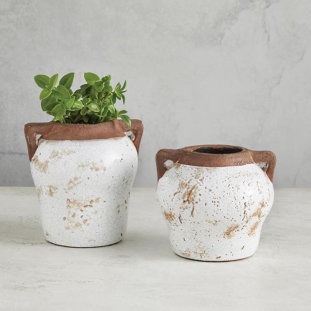 Handled Rustic Ceramic Pot | Antique Farmhouse