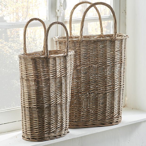 Handled Tote Basket Set of 2 | Antique Farmhouse