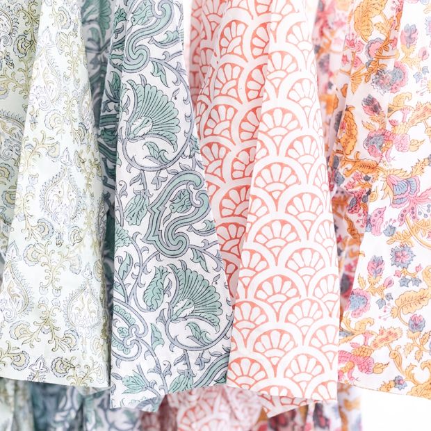 Handmade Block Print Cotton Robe | Antique Farmhouse