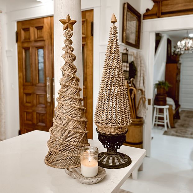 Handwoven Natural Seagrass Cone Tree | Antique Farmhouse