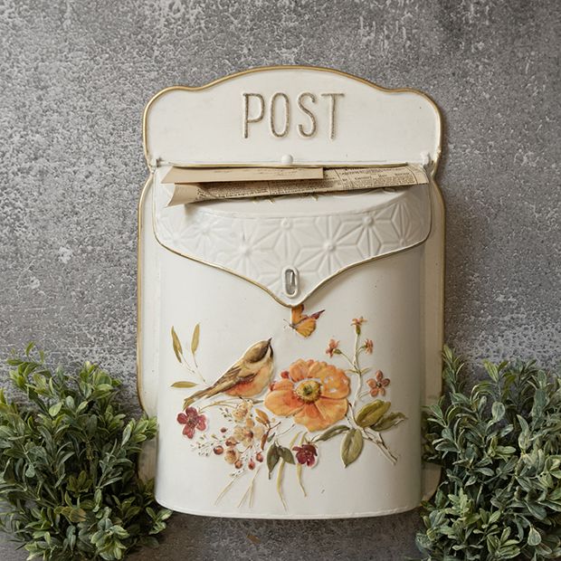 Hanging Post Box With Flowers and Bird | Antique Farmhouse