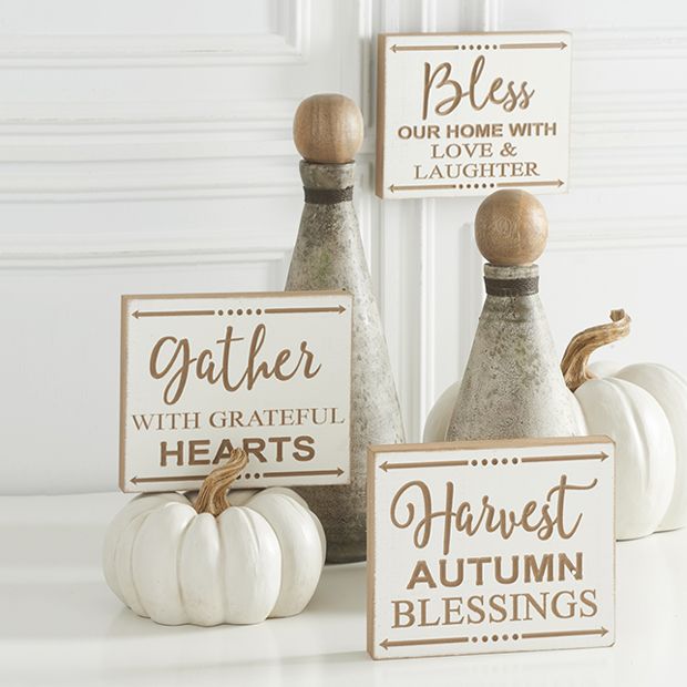 Harvest Message Wood Wall Signs Set of 3 | Antique Farmhouse