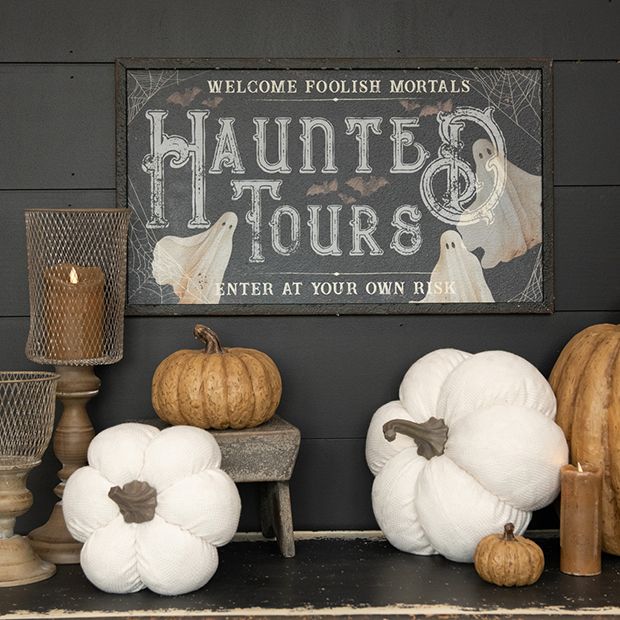 Haunted Tours Metal Wall Sign 24 inch | Antique Farmhouse