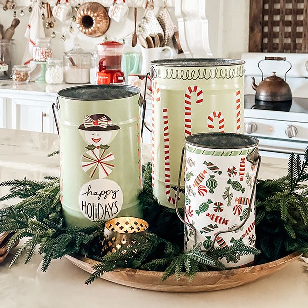 Holiday Buckets With Handles Set of 3 | Antique Farmhouse