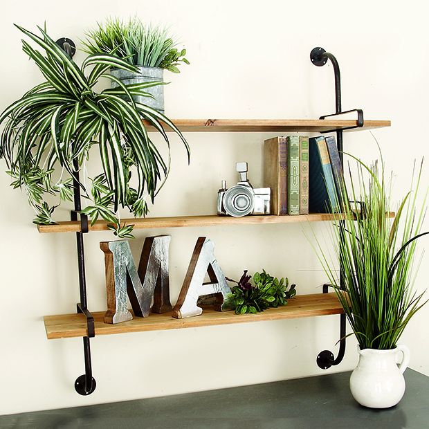 HUGE Wall Mounted Triple Shelf | Antique Farmhouse