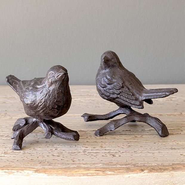 Iron Bird On Branches Statuette Set of 2 | Antique Farmhouse