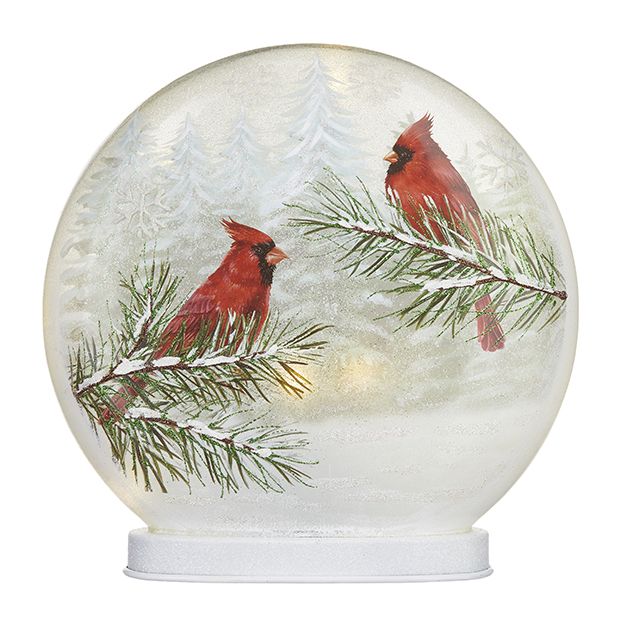 Lighted Crackle Glass Cardinal Globe | Antique Farmhouse