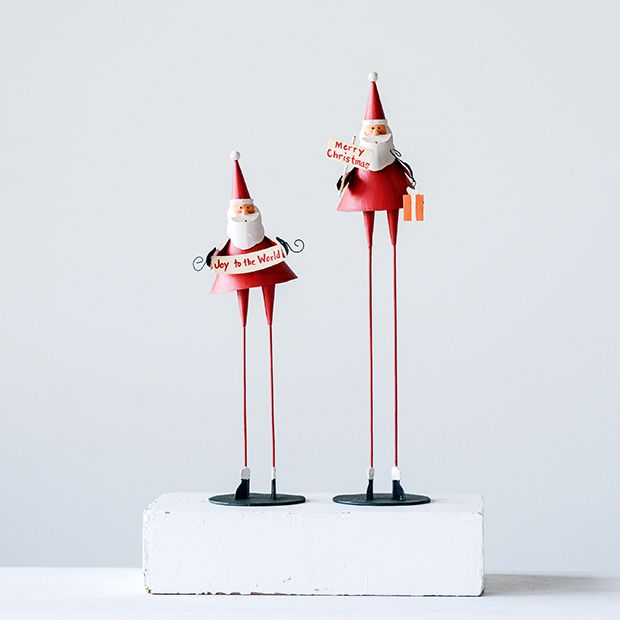 Long Legged Metal Santa Set of 2 | Antique Farmhouse