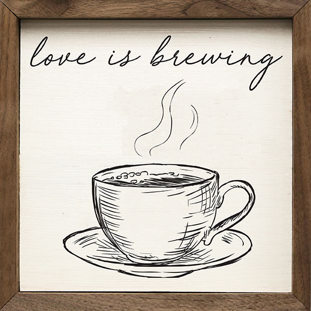 Love Is Brewing Framed Sign Antique Farmhouse