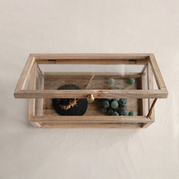 Mango Wood Glass Panel Display Box | Antique Farmhouse