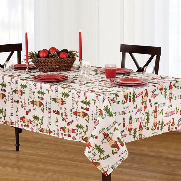 Merry Holiday Elf Table Cloth | Antique Farmhouse