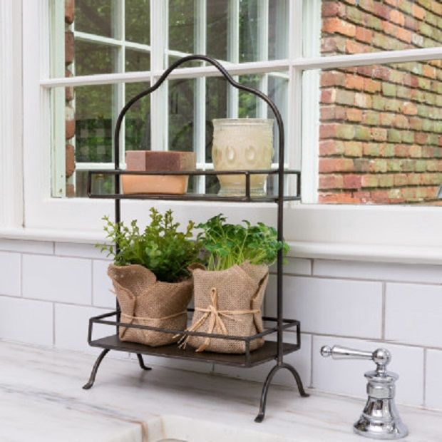 Exquisite Metal 2 Tier Tray | Antique Farmhouse