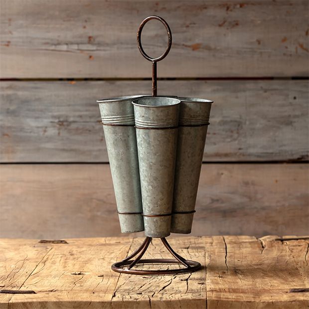 Metal Cone Vase Stand | Antique Farmhouse