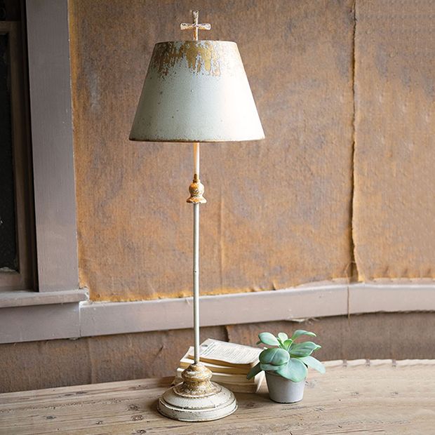 Metal Table Lamp With Cross Accent | Antique Farmhouse