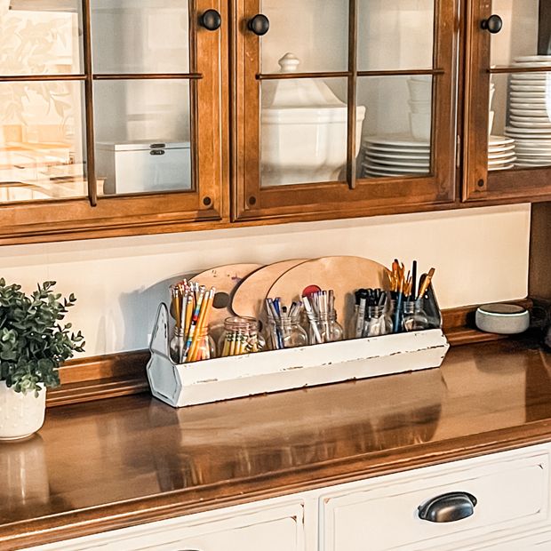 Metal Trough Tray With Mason Jars | Antique Farmhouse