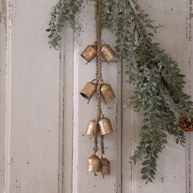 Mini Brass Hanging Bells Set of 2 | Antique Farmhouse