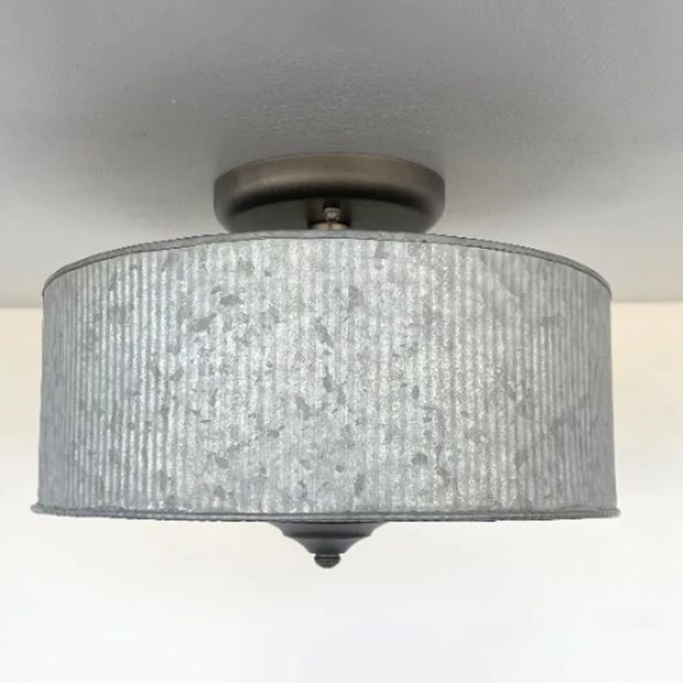 Modern Farmhouse Galvanized Metal Drum Ceiling Light | Antique Farmhouse