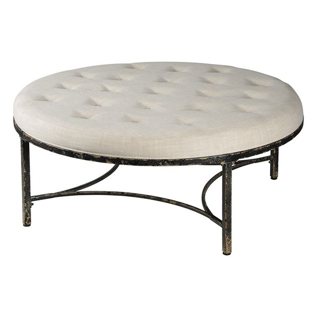 Modern Farmhouse Round Cocktail Ottoman | Antique Farmhouse