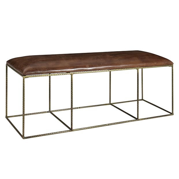 Modern Rustic Leather Upholstered Bench Seat | Antique Farmhouse
