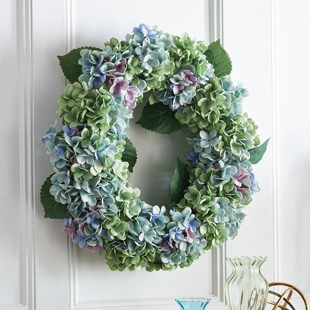 Multicolored Spring Hydrangea Wreath | Antique Farmhouse