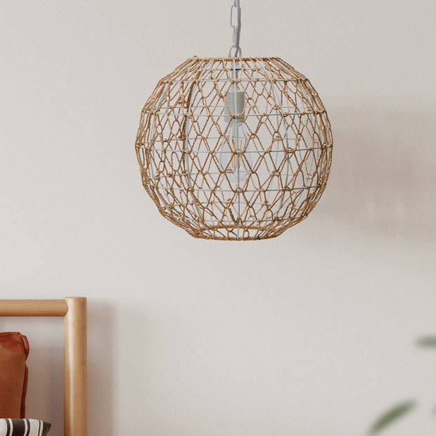 Natural Paper Rope Globe Pendant Light | Antique Farmhouse