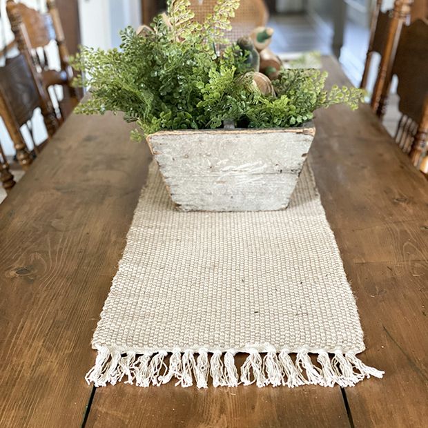 Neutral Classics Fringed Table Runner | Antique Farmhouse