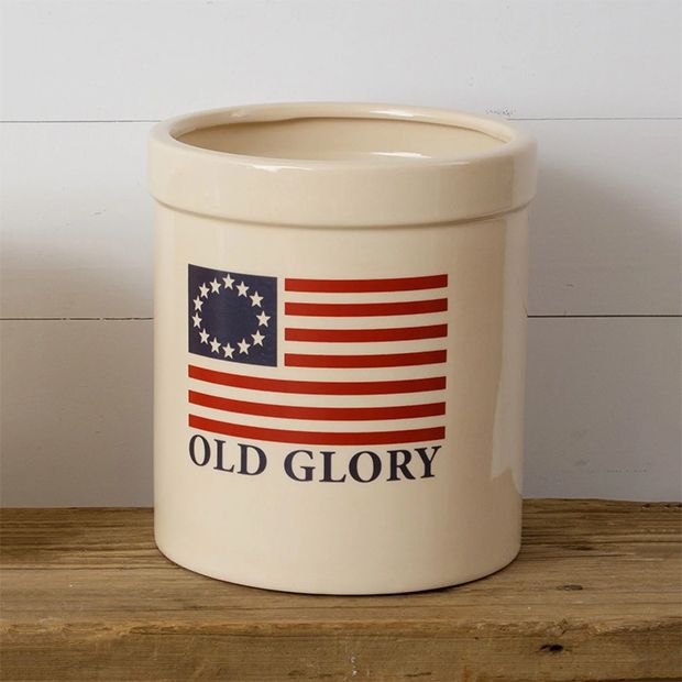 Old Glory Ceramic Crock 11 Inch | Antique Farmhouse
