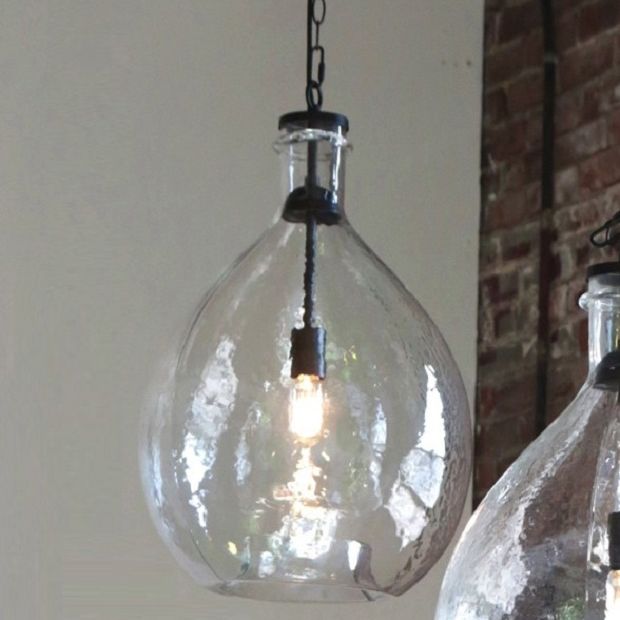 Oversized Glass Hanging Pendant Light | Antique Farmhouse