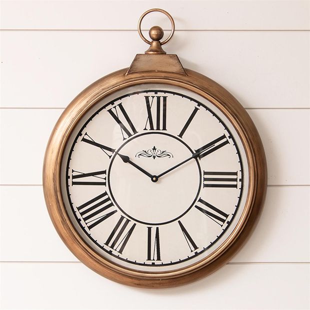 Oversized Pocket Watch Wall Clock | Antique Farmhouse