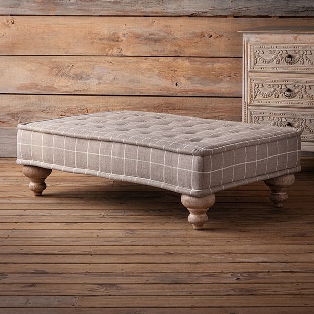 Oversized Windowpane Plaid Ottoman | Antique Farmhouse