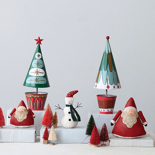 Painted Fabric Santa Set of 2 | Antique Farmhouse