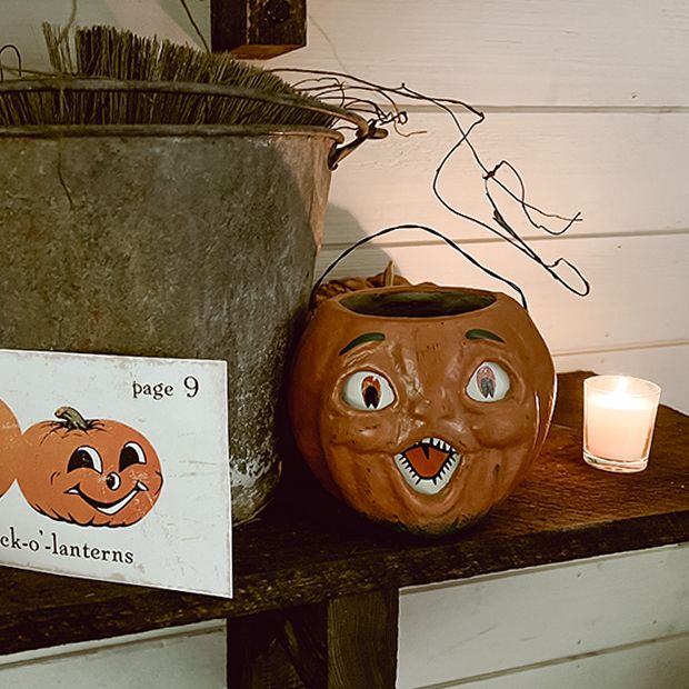 Paper Mache Orange Pumpkin Choir Boy 5 Inch | Antique Farmhouse