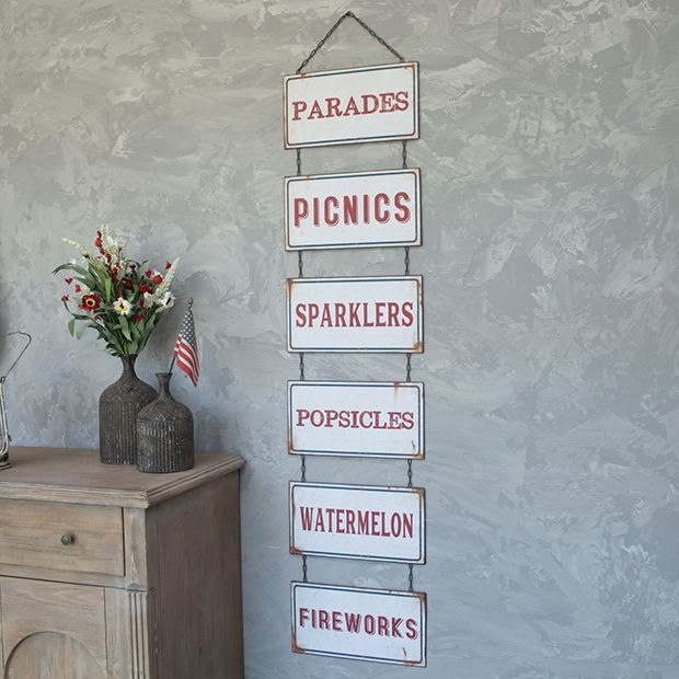 Patriotic Celebration Hanging Stacked Sign | Antique Farmhouse