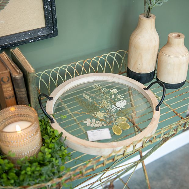 Pressed Fern Decorative Glass Tray | Antique Farmhouse