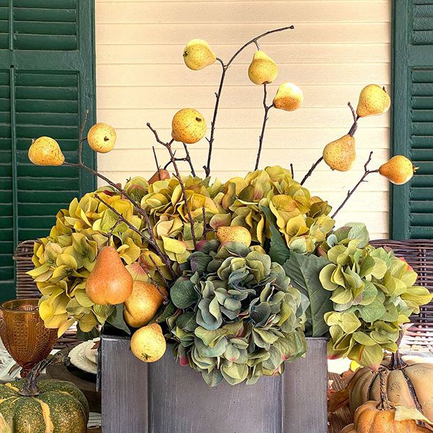 Pretty Fall Pear Stem Set of 2 Antique Farmhouse