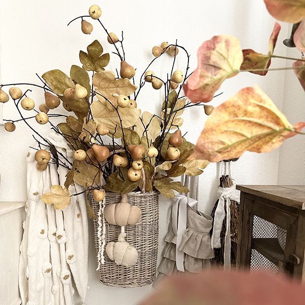 Pretty Fall Pear Stem Set of 2 Antique Farmhouse