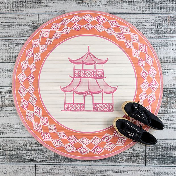 Pretty Pagoda Round Bamboo Floor Mat | Antique Farmhouse