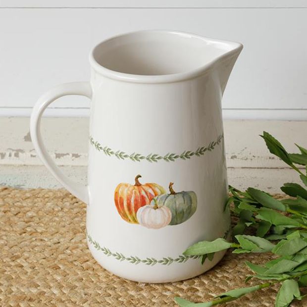 Pumpkin Print Farmhouse Pitcher | Antique Farmhouse