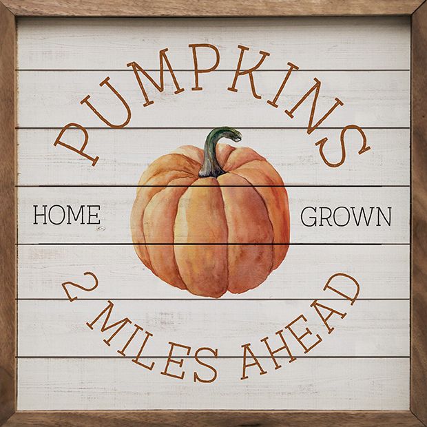 Pumpkins 2 Miles Ahead Whitewash Wall Art Antique Farmhouse