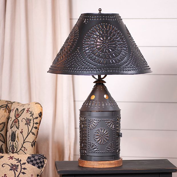 Punched Metal Farmhouse Table Lamp | Antique Farmhouse