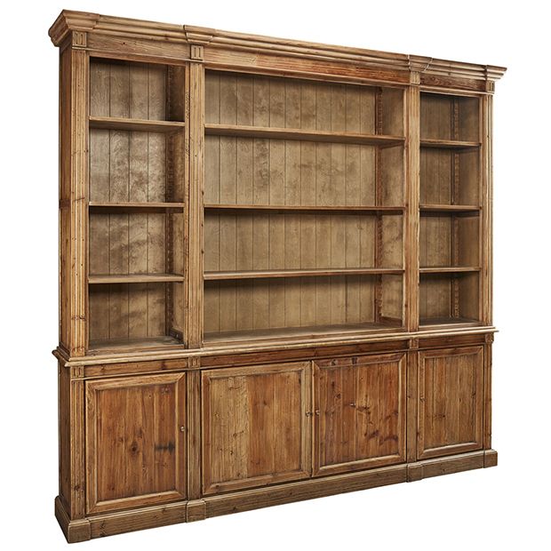 Reclaimed Pine Wood Grand Bookcase | Antique Farmhouse