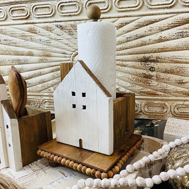 Reclaimed Wood House Paper Towel Holder | Antique Farmhouse