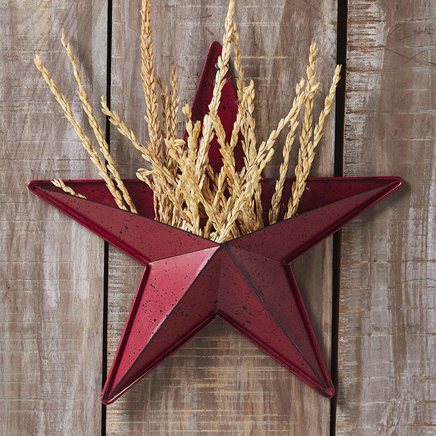 Red Metal Star Hanging Wall Pocket 12 Inch | Antique Farmhouse