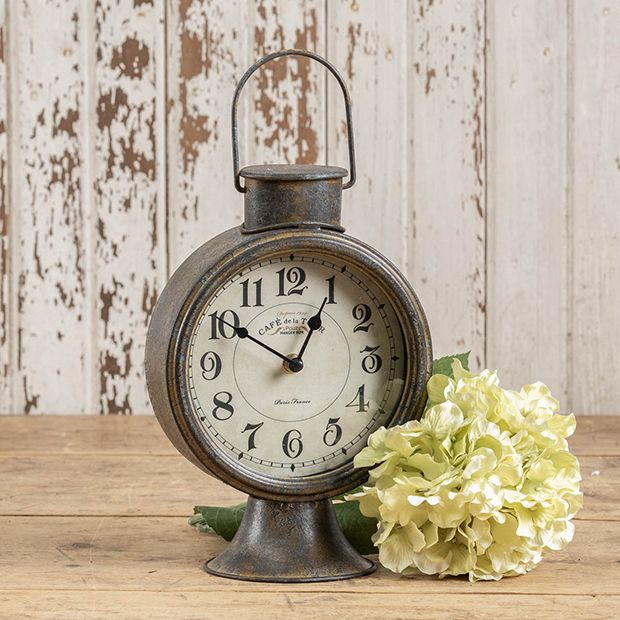 Round Metal Tabletop Cafe Clock | Antique Farmhouse