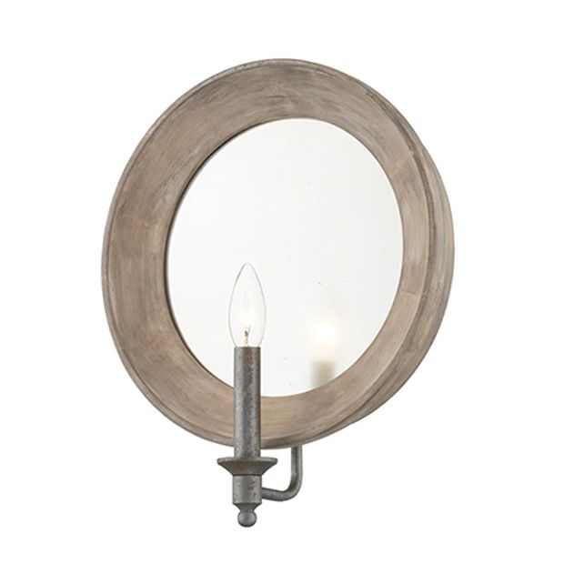 Round Mirrored Wall Sconce | Antique Farmhouse