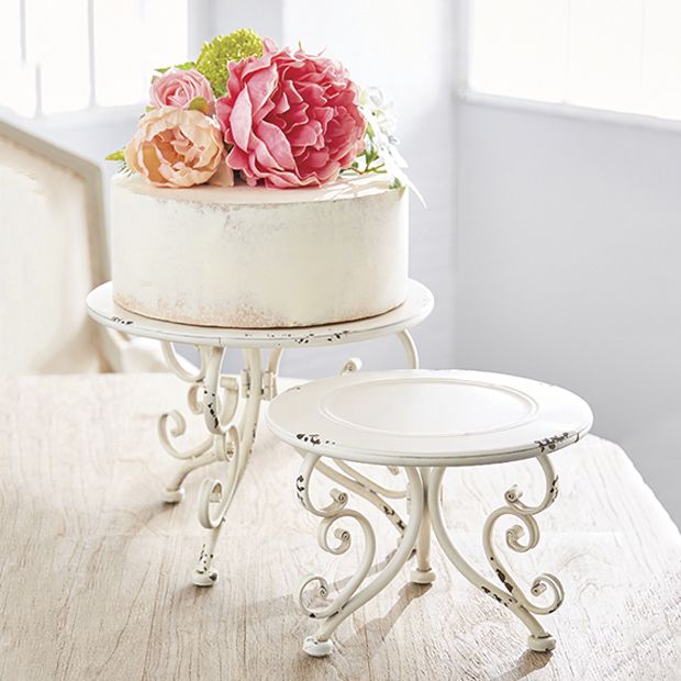 Round Ornate Metal Risers Set of 2 | Antique Farmhouse