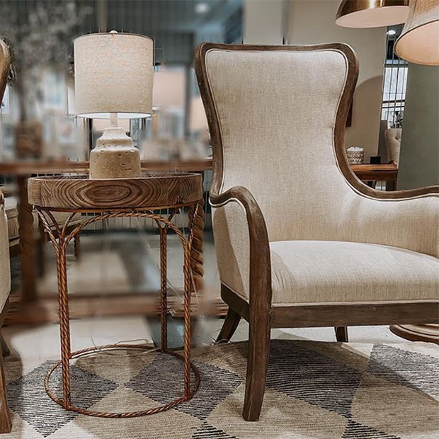 Rounded High Back Chair | Antique Farmhouse