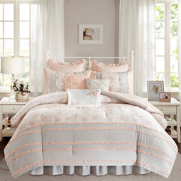 Ruffled Floral Print Comforter Set | Antique Farmhouse