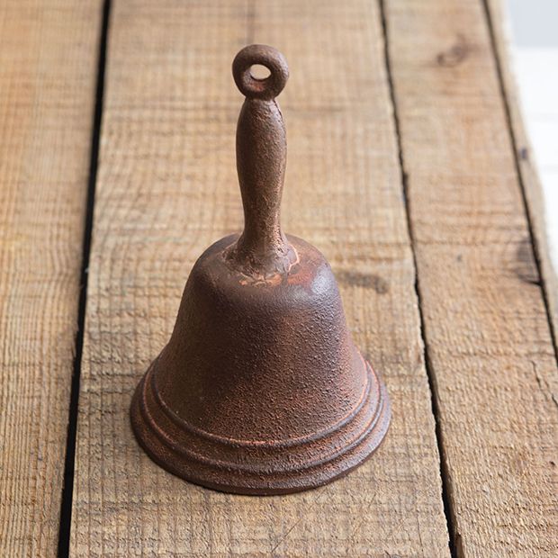 Rustic Antiqued Cast Iron Hand Bell | Antique Farmhouse